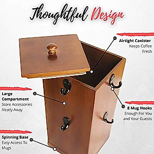 Autumn Alley Mug Holder - Coffee Mug Tree - Bamboo Rotating Cup Holder with Coffee Pod Storage - 8 Mug Tree Stand Spinning Countertop Mug Rack - Coffee Mug & Cup Holder Tree for Counter