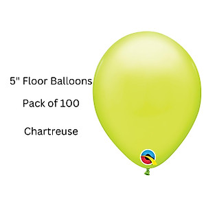 Qualatex 5" Latex Party Balloons Chartreuse Lime Green (100 Per Bag) Helium and Air Halloween