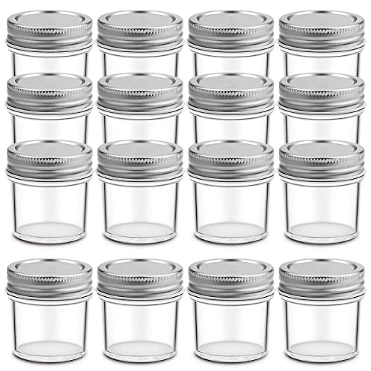 CZWESTC 16PACK 2Ounces Glass Jars with Lids,Mini Mason Jar Shot Glasses with Metal Lid,Round Set Glass Jars Canning Storage Jars Containers for Storing Lotions, Powders, and Ointments …
