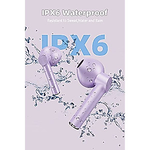 Wireless Earbuds Bluetooth, ENC Noise Cancelling Deep Bass in-Ear Stereo Ear Buds,IPX6 Waterproof Headphones with Mic, USB-C Charging Case, Touch Control Earphones for iPhone & Android Purple