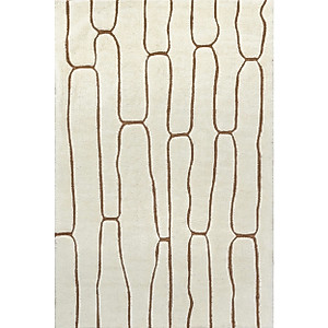 Rugs USA x Arvin Olano Nazco Abstract New Zealand Wool Area Rug, 8x10, Cream