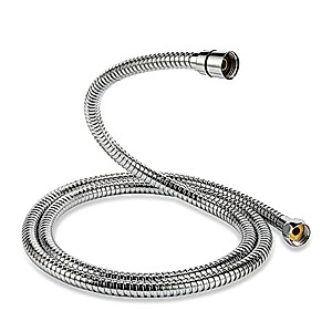 Handheld Shower Head, 6 Spray Setting High Pressure Shower Head with Brass Swivel Ball Bracket and Extra Long Stainless Steel Hose, Chrome, 5"