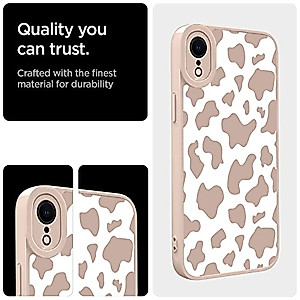 OOK Compatible with iPhone XR Case Cute Cow Print Fashion Slim Lightweight Camera Protective Soft Flexible TPU Rubber for iPhone XR with [Screen Protector]-Pink