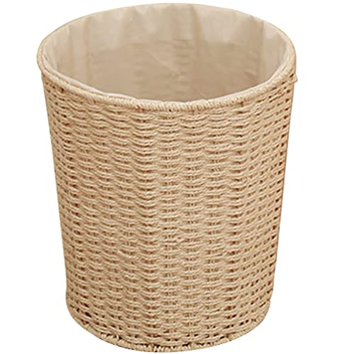 Zerodeko Woven Baskets Rattan Trash Can Wicker Waste Basket Woven Wastebasket Rustic Farmhouse Laundry Storage Basket Bin for Living Room Bedroom Bohemian Decor Beige Wicker Hamper
