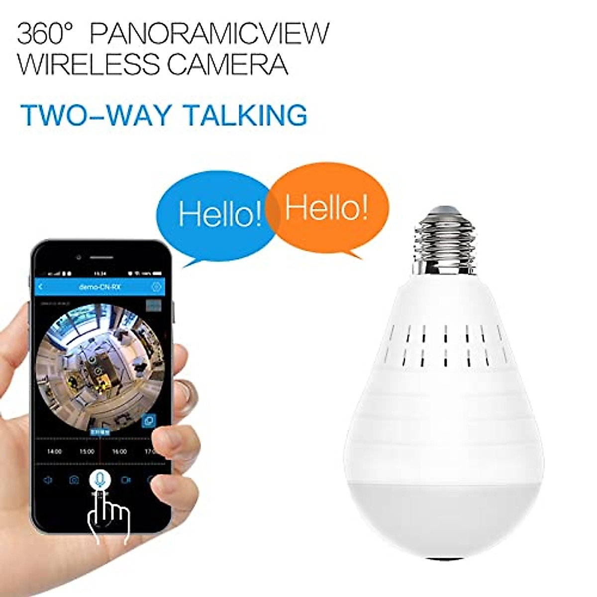 1080P Light Bulb Camera Garage Wireless Surveillance Camera Work with Alexa for Baby Room WiFi 2.4GHz E27-AOLANS