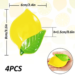 Whaline 4Pcs Lemon Coffee Spoon Rest Summer Ceramic Teaspoon Holder Lemon Shaped Sauce Dishes Dipping Bowl Lemon Ring Dish for Summer Holiday Lemon Party Kitchen Office Home Decor