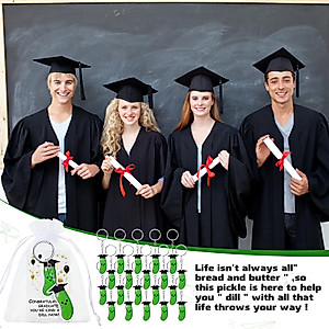 JaGely 20 Sets 2024 Graduation Gifts Graduation Inspirational Positive Pickle Keychains Emotional Support Keychains Bulk Positive Cucumber Pickle with Funny Card and Card Bags for Student School Party