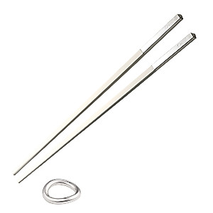 Christofle Uni Silver-Plated White Chinese Chopsticks & Rest #4222742, White/Silver, 9.45 inch Length