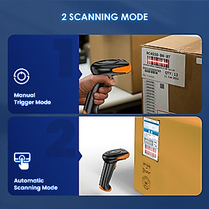 Eyoyo 2D QR Bluetooth Barcode Scanner Wireless, 2500mAh Handheld Cordless USB Wired 1D UPC Bar Code Reader for Book Library, Warehouse Inventory Compatible with iPad, Android Phone, iPhone, Laptop