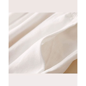 Aeneontrue Women's 100% Linen Wide Leg Pants Casual Loose High Waisted Flowy Palazzo Trousers with Pockets White XL