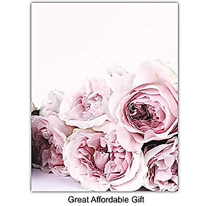 Flower Wall Art for Women - Shabby Chic Floral Home Decor, Decoration - Girls Bedroom, Living Room, Bathroom, Dining Room, Office - Pink Roses, Peonies, Succulents, Tropical Cactus - UNFRAMED 8x10 Set
