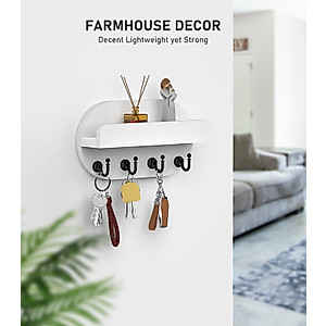 buways Key Holder Wall Mount,Key Holder for Wall Decorative Key and Mail Holder with Shelf,Modern Key Hooks for Home Wall Decor for Apartment Office Entryway Front Door Living Room (White