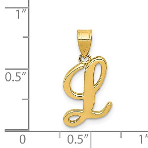 14K Yellow Gold Dainty Letter L Initial Name Monogram Necklace Charm Pendant Only