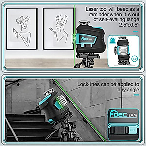 16-line cross laser level, capable of projecting 4 * 360° 4D bright green laser lines, suitable for indoor and outdoor architectural decoration and painting and hanging painting work（DJ04CG）