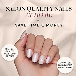 Glamnetic Press On Nails - Pure Intentions | Glossy, Semi-Transparent, Short Round Nails, Reusable | 12 Sizes - 30 Nail Kit with Glue