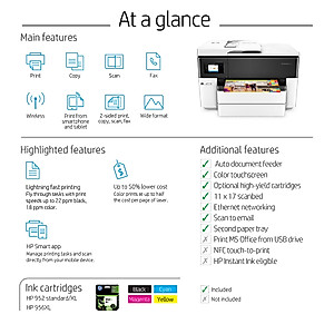 HP OfficeJet Pro 7740 Wide Format All-in-One Printer with Wireless Printing, Works with Alexa (G5J38A)
