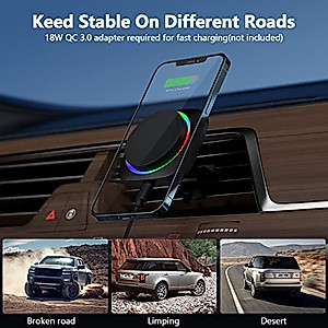 YACAISI Magnetic Wireless Car Charger Mount Mag Safe Car Charger for iPhone 14/13/12 Series Phones Charging Air Vent Magnet Car Phone Mount Holder for Caseless, Magnetic Cases and Mag Safe Case
