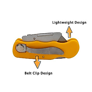 TWOMEM Lightweight Folding Utility Knife Quick Change Blade Box Cutter for Cartons, Cardboard and Boxes Lock-back Mechanism with 5 Extra Blades