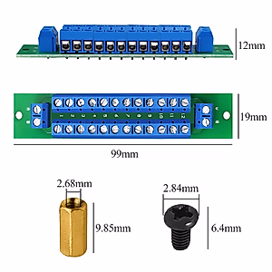 WayinTop PCB Double-Layer Wiring Power Distribution Board Kit, 2 x 12 Position Power Distribution Module 2 Inputs 2 x 13 Outputs for DC AC 24V 10A