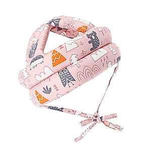 RUIXIB Infant Baby Safety Helmet Soft No Bumps Head Protective Hat Adjustable Head Cushion Bumper Bonnet for Crawling Walking (Pink Forest), One Size