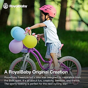 RoyalBaby Stargirl 14 Inch Kids Outdoor Bicycle with Accessory Basket, Bell, Thick Wheels, and Safety Training Wheels for Ages 3-5, Purple