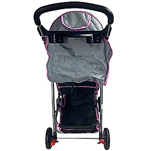 AmorosO Single Stroller - Baby Stroller with Four Wheels - Lightweight Stroller - Convertible Stroller with Extra Storage Space - Foldable Stroller with Sun Protection Hood Cover (Pink/Grey)