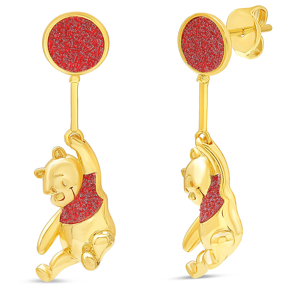 Disney Winnie the Pooh Womens Flash Plated Earrings - Drop Earrings for Women - Winnie the Pooh Earrings - Disney Jewelry