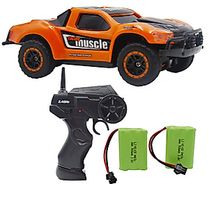 Blomiky 4WD 9MPH High Speed Racing RC Car 1/43 Scale 2.4GHz Electric Mini Remote Control Truck Vehicle D143 Orange