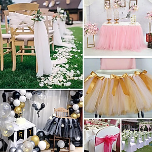 TONIFUL Gold Glitter Tulle Roll 6 Inch x 50 Yard Tulle Ribbon for Tutu Skirt, Wedding Christmas Baby Shower Valentine's Decorations and DIY Crafts