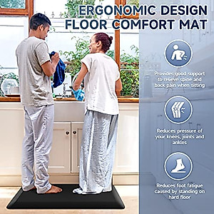 4/5 Inch Thick Mat Anti Fatigue Rugs Kitchen Decor Non-Slip, Stain Resistant, Waterproof Desk Mat for Office, Workshop, Black, 17'' x 28''