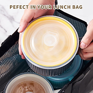 Hoilse Ceramic Soup Bowl with Handle and Vented Lid, 32oz Large Deep Soup Mug with lid, Travel Cereal Bowl for ramen and instant noodle Microwave Safe, Dishwasher Safe(Blue)