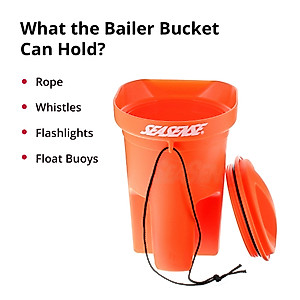 SeaSense Boat Bailer Safety Kit – Dry Storage for Emergency Gear, 1.5 Liters – Includes 50’ of Rope, Float Buoy, Whistle & Flashlight – Great for Small Boats, Pontoons, Kayaks & Fishing Vessels