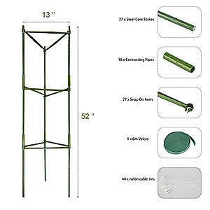 V VONTOX Garden Plant Cage Support Tomato Cage for Vertical Climbing Plants, Vegetables Cages, 3 Pack, Include Garden Ties and Nylon Cable Ties