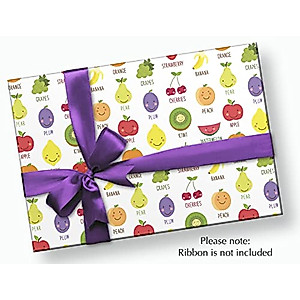 Stesha Party Cute Fruit Gift Wrapping Paper - Folded Flat 30 x 20 Inch - 3 Sheets