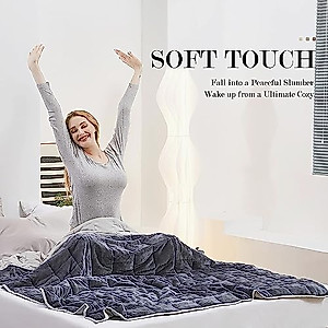 Satwip Weighted Blanket Twin Size 15lbs Fuzzy Warm Flannel Throw Blanket with Soft Breathable Sanded, 48 x 72 inches, Light Grey
