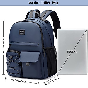 Lohol Water Resistant Backpack for Travel School Work, Casual Daypack with Anti Theft Pocket for Teen Girls Boys (Navy)