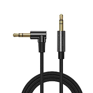 CableCreation 3.5mm Audio Cable, 6FT Right Angle Male to Male Auxiliary Stereo HiFi Cable with Silver-Plating Copper Core Compatible with Car, iPhones, Tablets, 24K Gold Plated, 1.8M