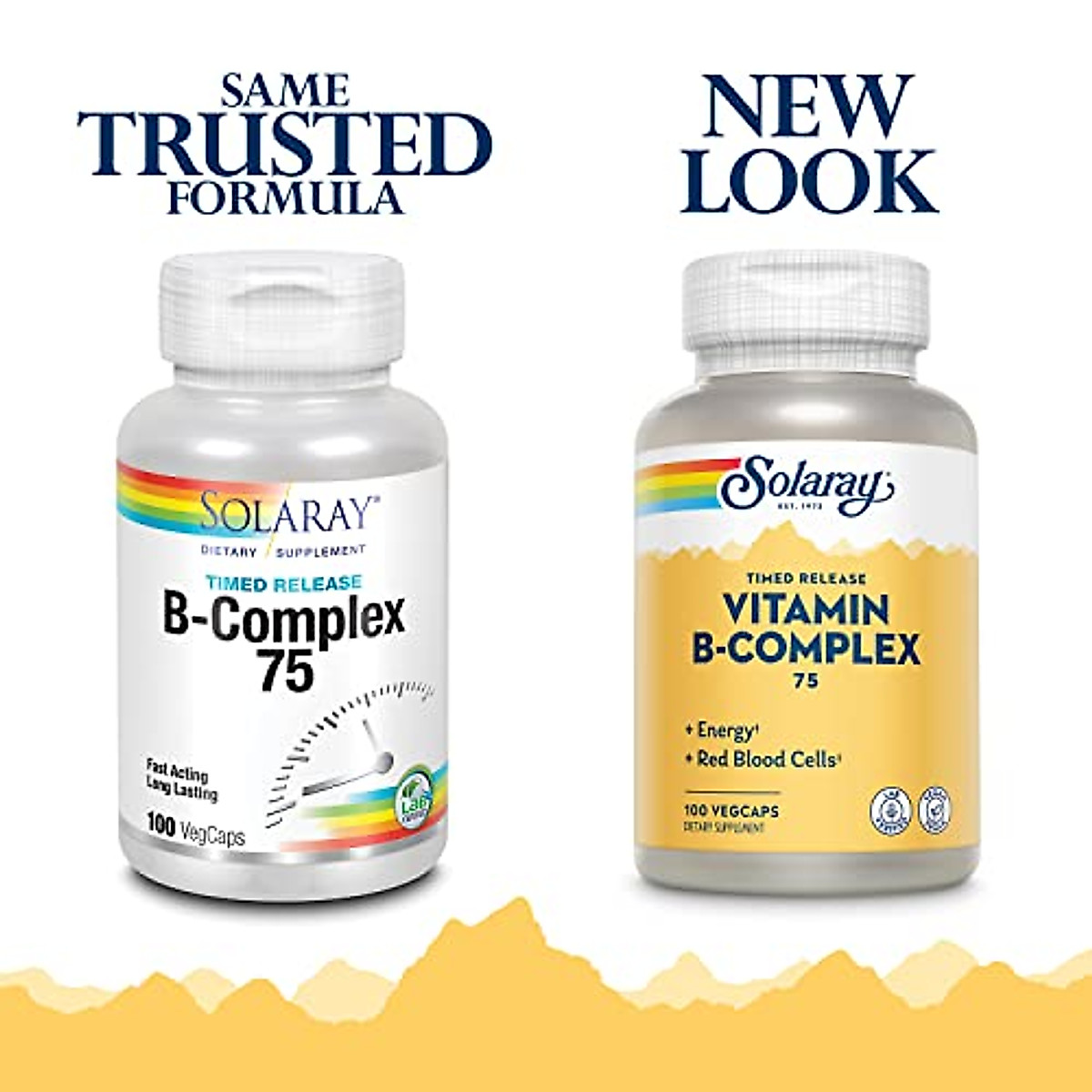 SOLARAY Vitamin B-Complex 75mg | Two-Stage Timed-Release for Extended Availability | Support for Hair, Skin, Nails, Nerves, Immune Function | 100 CT