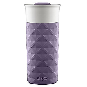 Ello Ogden Ceramic Travel Mug with Splash-Resistant Slider Lid and Protective Silicone Boot, Perfect for Coffee or Tea, BPA Free, Dishwasher Safe, Deep Purple, 16 oz