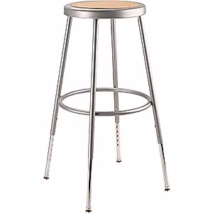 National Public Seating 6224H Steel Stool with Hardboard Seat Adjustable, 25"-33", Grey