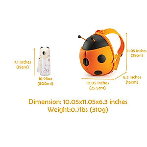 Kids happy Backpack for Unisex Toddler,Ladybug,Child Backpack for Girl and Boy Kindergarten(Orange)