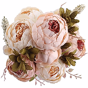 Duovlo Fake Flowers Vintage Artificial Peony Silk Flowers Wedding Home Decoration,Pack of 1 (Light Pink)