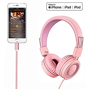 Aux Cord for iPhone, Lightning to 3.5mm Audio Nylon Braided Cable for iPhone 13 12 11 XS XR X 8 7 6 iPad iPod to Car/Home Stereo/Headphone/Speaker, Apple MFi Certified Headphone Jack Adapter (Pink)