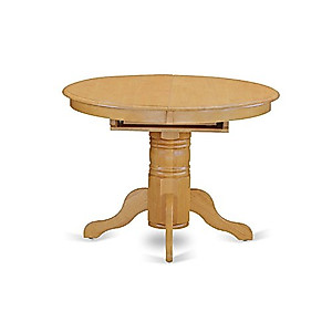 East West Furniture AVAB7-OAK-04 7Pc Oval 42/60" Dinette Table With 18 In Butterfly Leaf And 6 Parson Chair With Oak Leg And Linen Fabric Light Fawn, 7