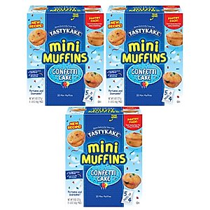TastyKake Confetti Cake Mini Muffins, 5 Pouches per Box, 8 Oz, 8.0 Oz - 3 Pack