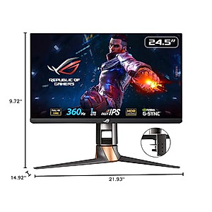 ASUS ROG Swift 360Hz PG259QNR 24.5” HDR Gaming Monitor, 1080P Full HD, Fast IPS, 1ms, G-SYNC, ULMB, NVIDIA Reflex Latency Analyzer, HDMI DisplayPort USB, Desk Mount Kit, VESA Wall Mountable, HDR10