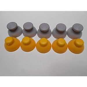 TBGS - 10 Piece Bundle Replacement Nintendo Gamecube Joystick Analog Stick Cap Covers (5 Gray Left Cap Covers + 5 Yellow Right Cap Covers)
