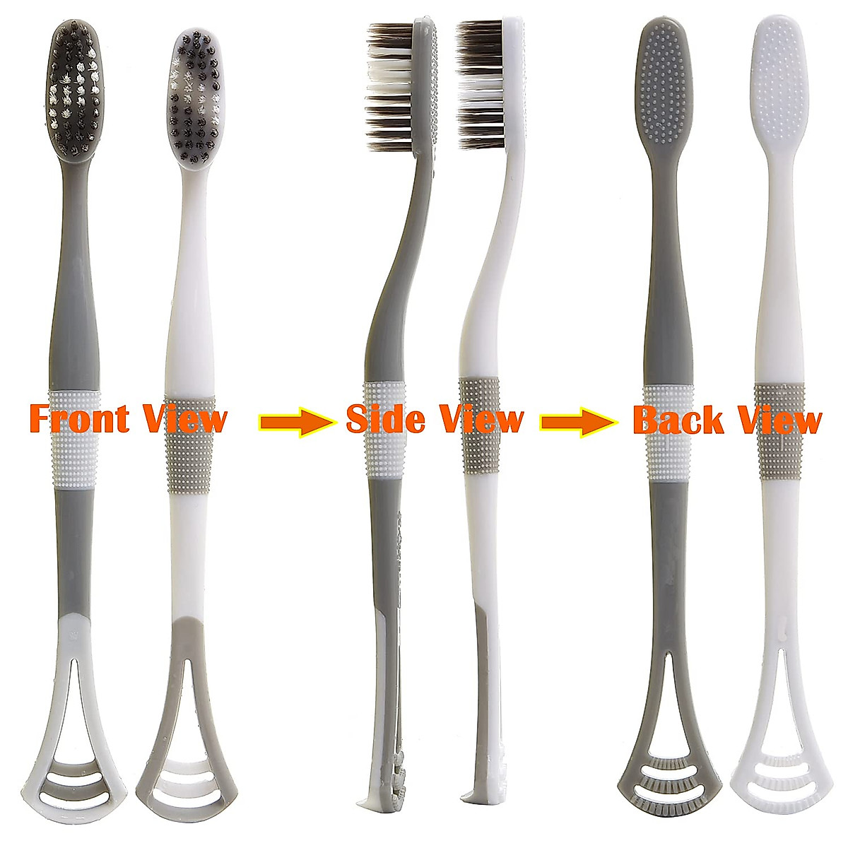 SillyCute Toothbrush & Tongue Scraper with Portable Toothbrush Travel Case Multifunctional Toothpaste Holder Cup for Camping, Hiking, Hotel, Office, Home, School Supplies, Travel Kit, 2 Counts