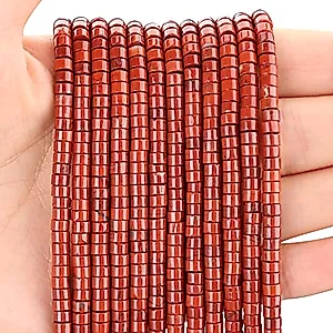 150PCs Natural Red Jasper Spacer Beads, Loose Semi Precious Flat Round Gemstone Heishi Disc Stone Beads for Beading Jewelry Making 4mm*2mm 38cm