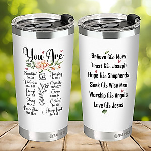 34HD Inspirational Religious Gifts for Women, Christian Tumbler with Lid 20 oz Stainless Steel, God Say You Are Cup, Birthday Mothers Day Gifts for Mom Grandma Sister Aunt Friend